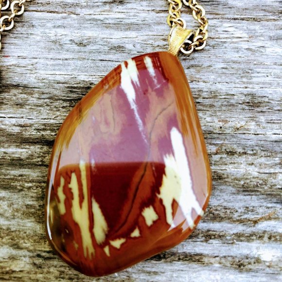 Jewelry | Vintage Brown Tan Agate Slice Pendant Striped | Poshmark